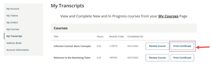 Accessing Your Course Certificates